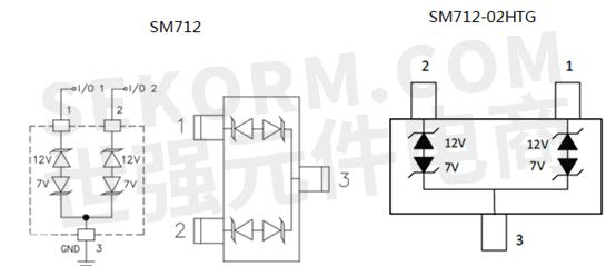 pin-pin替代LEIDITECH（雷卯）公司SM712专用于RS485双数据线保护的TVS阵列，