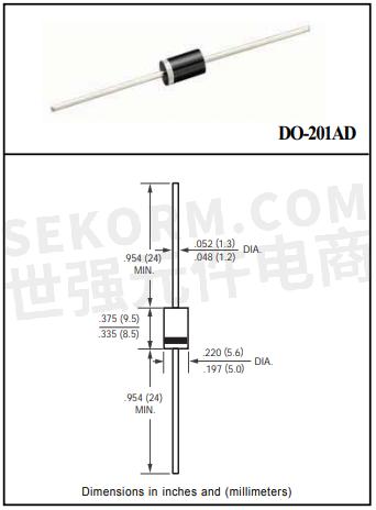 【产品】50~600V/3A快速软恢复整流二极管RL850~RL856系列，采用DO-201AD封装