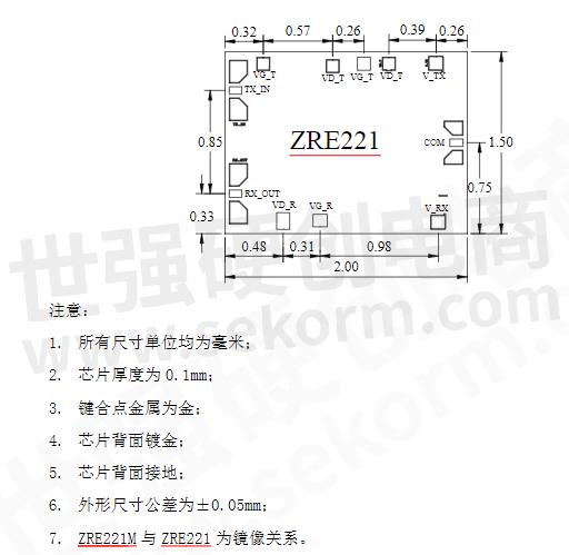 【产品】GaAs TR芯片ZRE221/ZRE221M，8V供电时可提供21dBm饱和输出功率