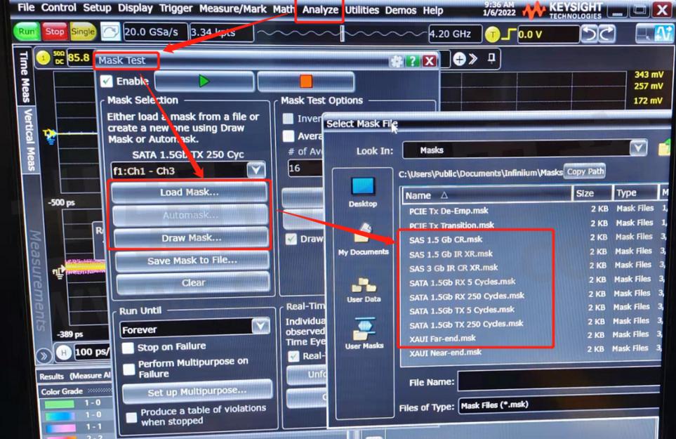 【经验】使用DSOS804A示波器快速测试SATA眼图操作
