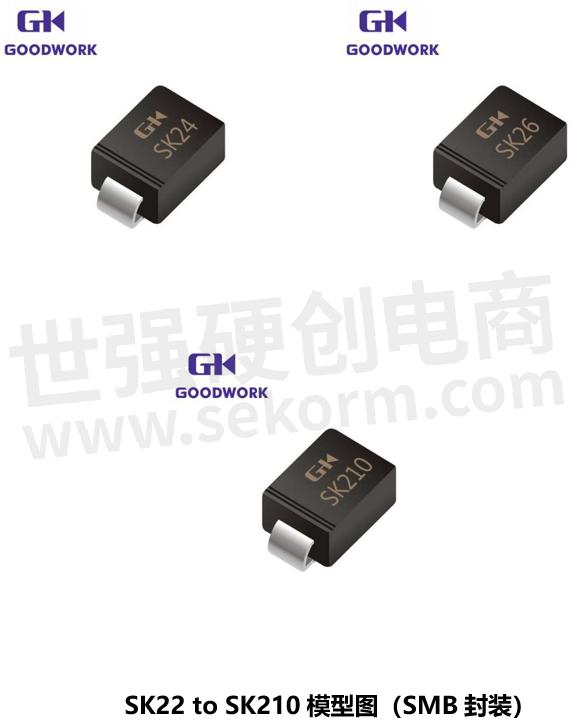 【产品】提供SMA、SMB两种封装的贴片肖特基势垒二极管SK22~SK210，平均正向整流电流2A