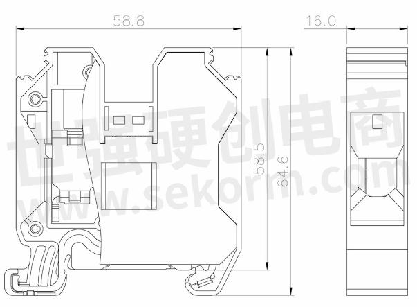 【产品】采用螺钉式接线方式的导轨接线端子TU35-2-PE，间距16mm，通过CE和UL认证