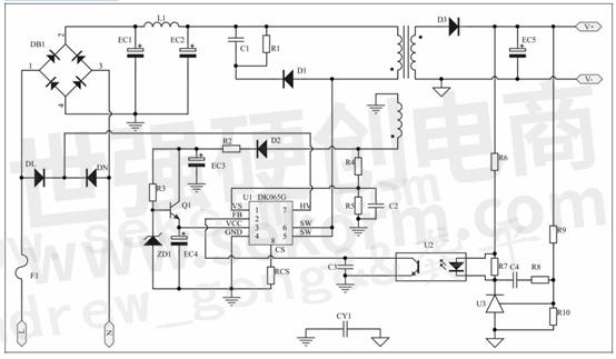 【应用】峰值94%效率的国产AC-DC氮化镓电源管理芯片DK065G用于高功率密度电源，最高支持25