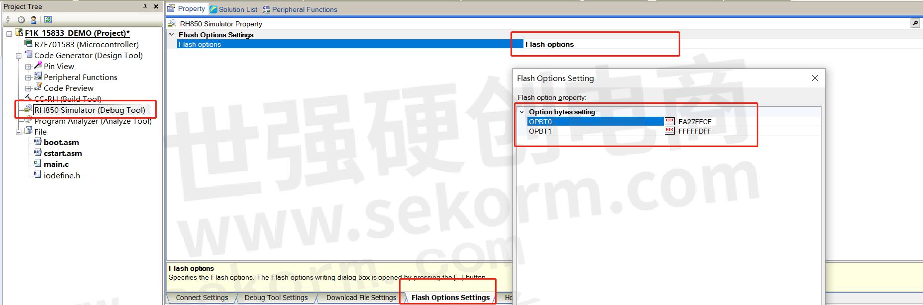 【经验】瑞萨rh850系列mcu选项字节设置方法