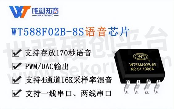 【产品】高保真语音输出的语音芯片WT588F，内置2~8Mbit大容量存储器，支持多种控制方式