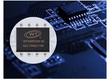 拥有16位PWM解码功能的声音播放提示IC WT588F02B-8S，可处理更多音频数据并提供更高分