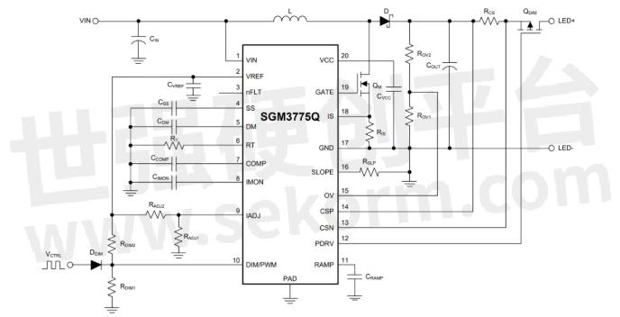 圣邦微电子采用调制技术的高精度车规级LED控制器SGM3775Q，具备4.5V至65V的宽输入电压