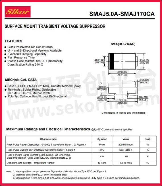 SMAJ36CA Transient Voltage Suppression Diode: Ensu