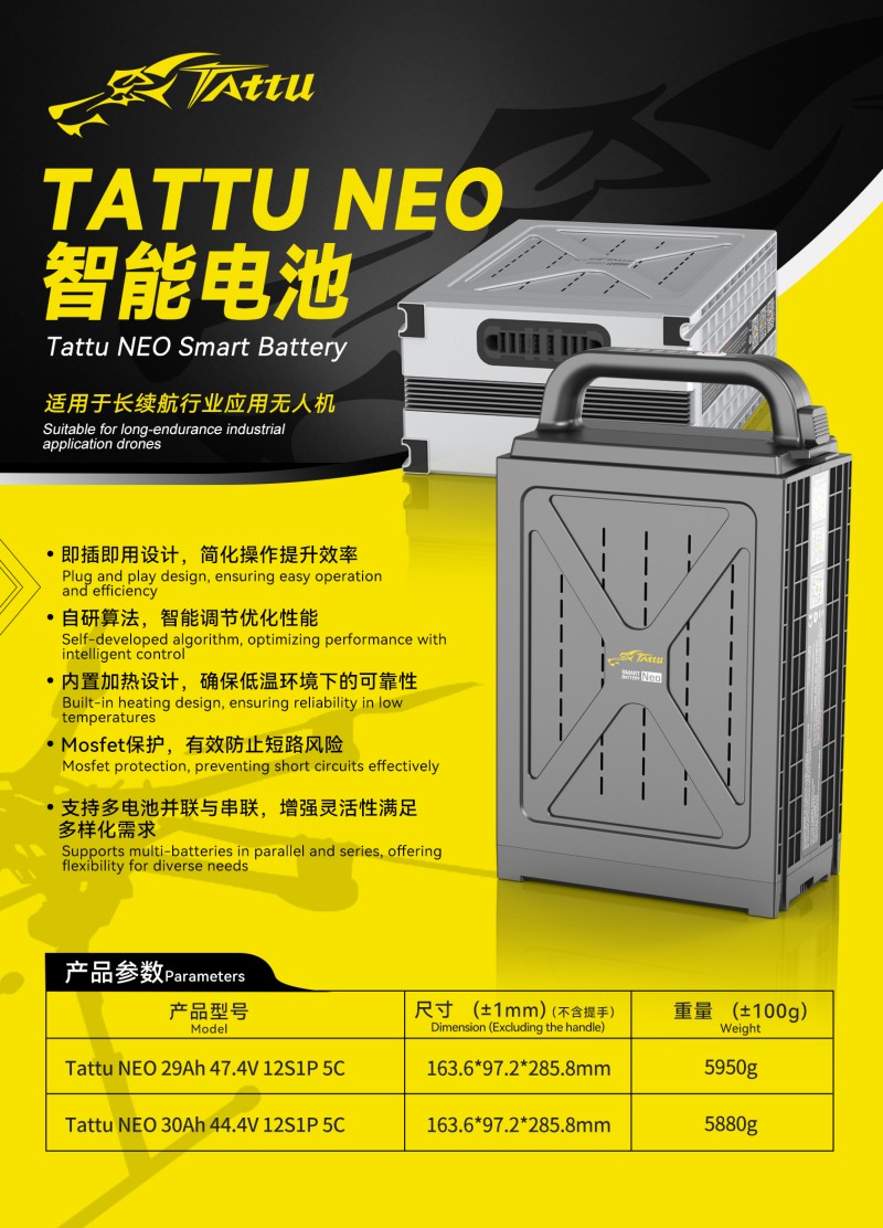 Tattu Neo系列电池：为工业无人机打造的智能高性能电池解决方案